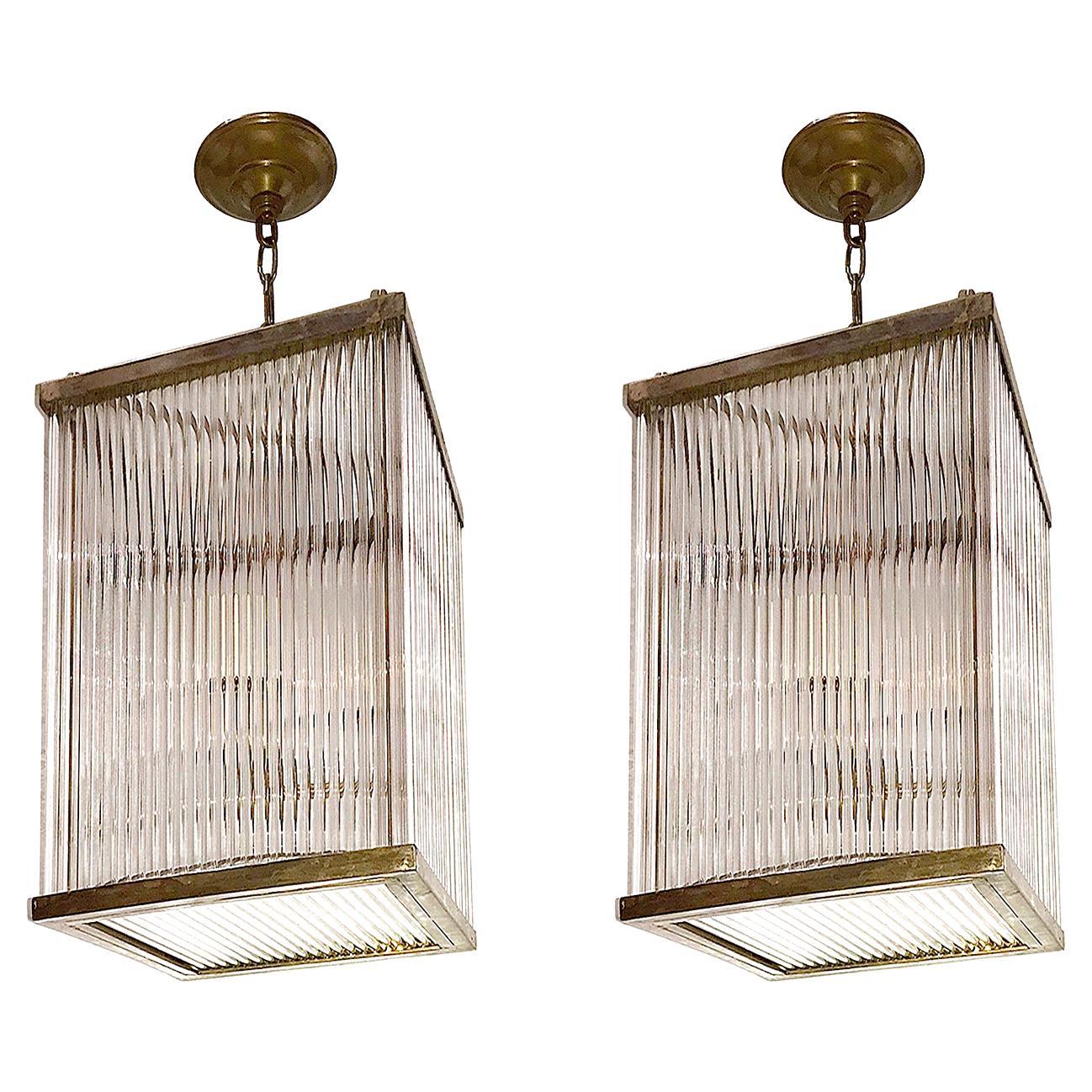 Mid Century Confetti Pattern Murano Glass Table Lantern Set at 1stDibs