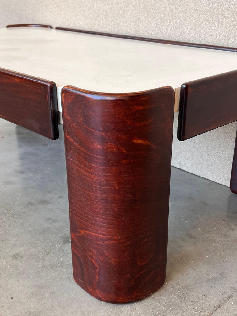 Set of Mid-Century Modern Coffee Tables with Curved Legs and White Top ...