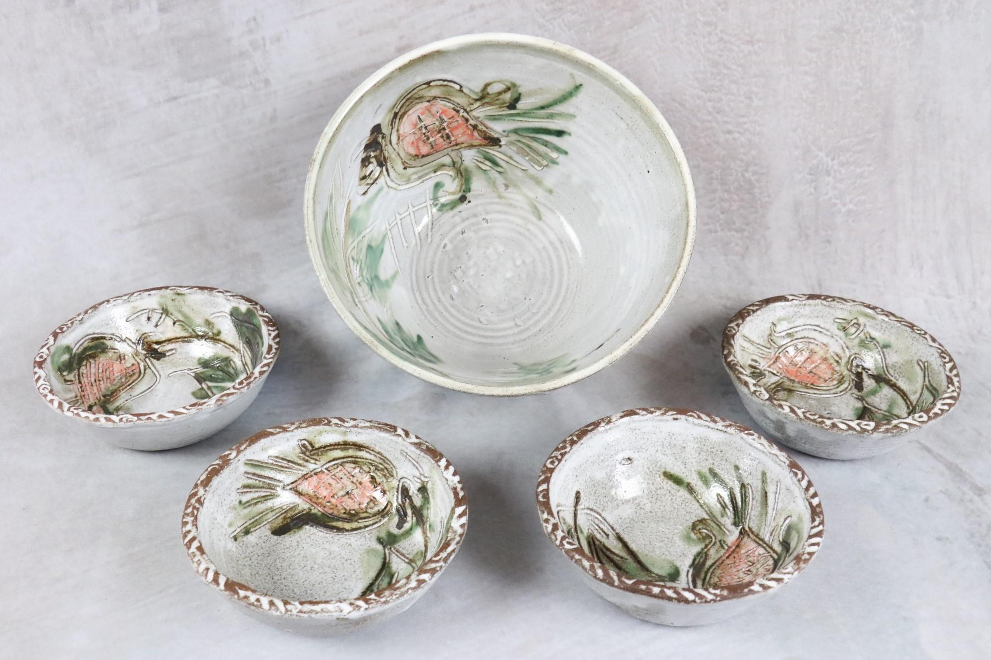 Set of Mid-Century Modern French Ceramic Bowls by Albert Thiry, 1960s ...