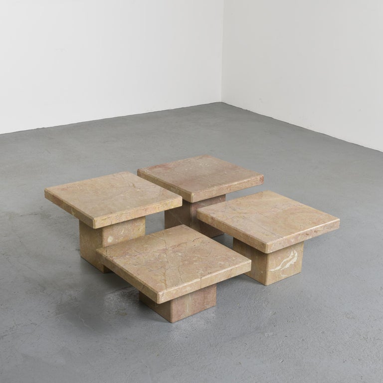 Set of Mid-Century Modern Italian Four Tables Nesting Pink Travertine ...