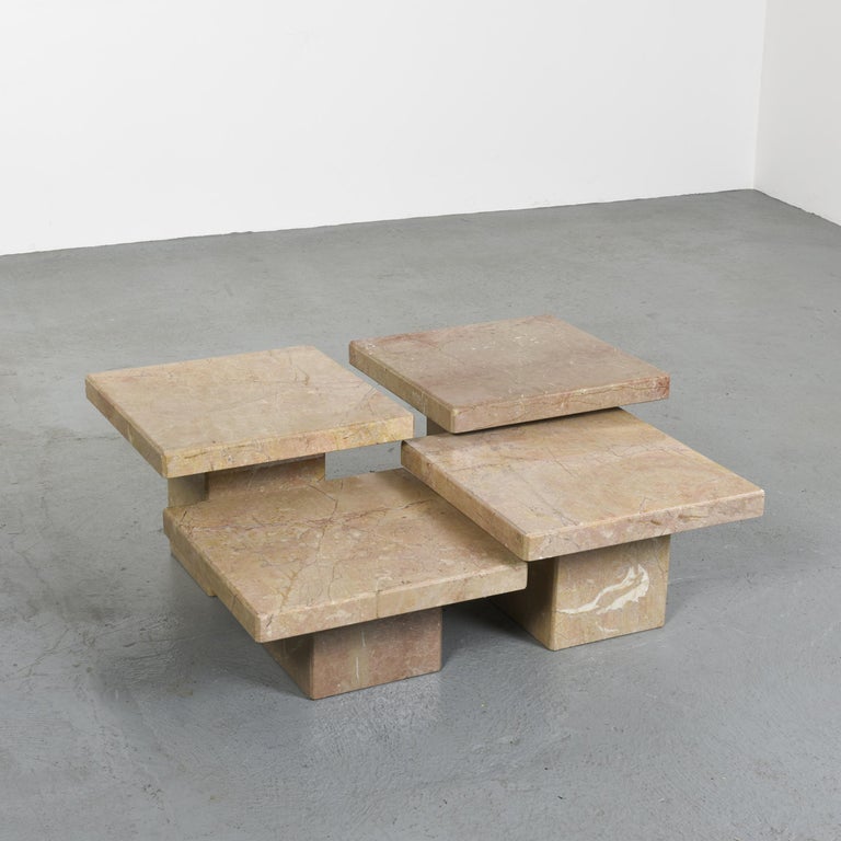 Set of Mid-Century Modern Italian Four Tables Nesting Pink Travertine ...