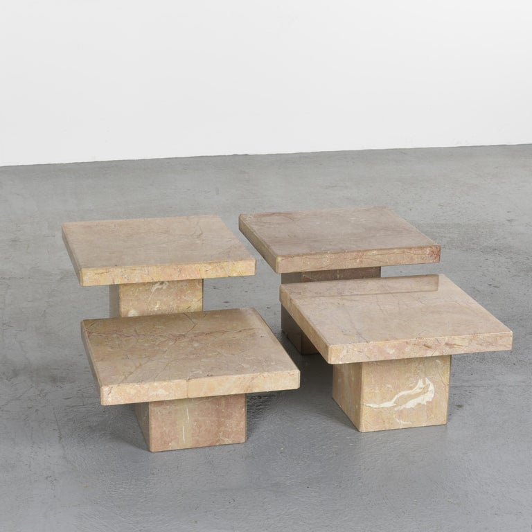 Set of Mid-Century Modern Italian Four Tables Nesting Pink Travertine ...