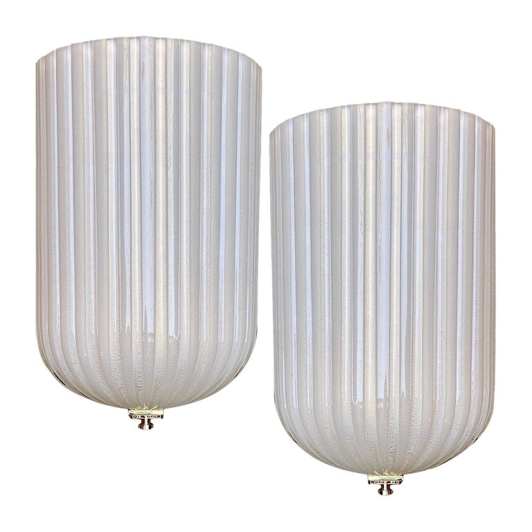 Set of Mid Century Seguso Glass Sconces, Sold Per Pair For Sale at 1stDibs