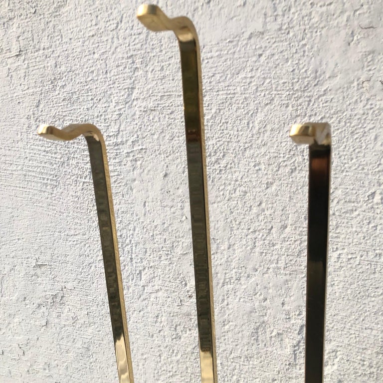 Set of Modern Brass and Glass Fireplace Tools at 1stDibs
