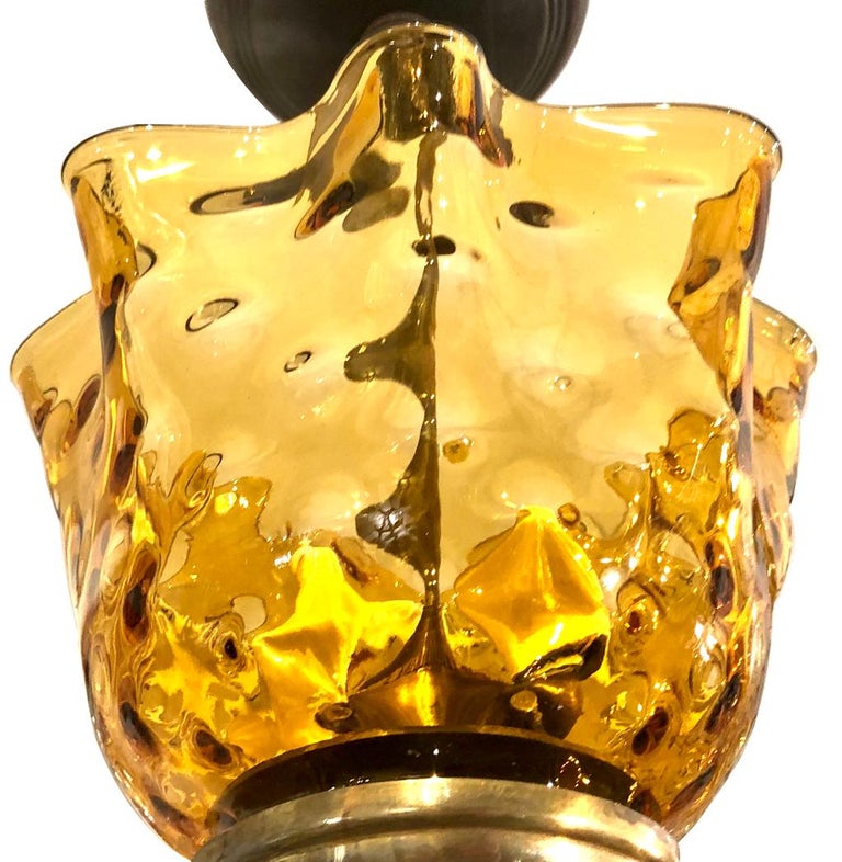 Set of Molded Amber Glass Light Fixtures, Sold Individually For Sale at ...