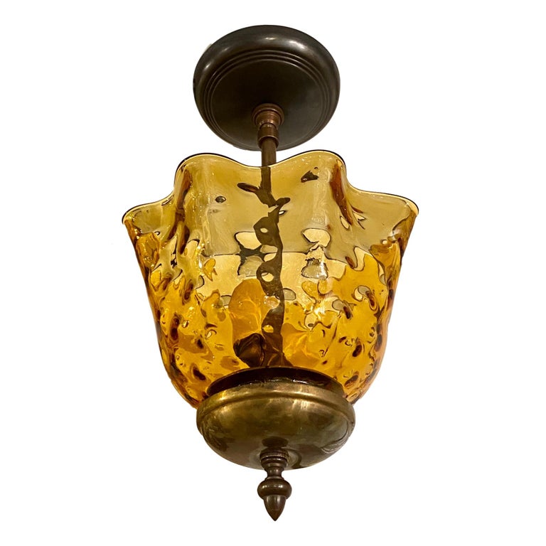 Set of Molded Amber Glass Light Fixtures, Sold Individually For Sale at ...