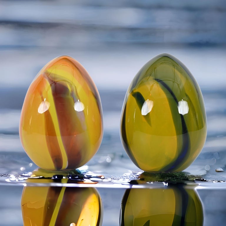 Set of Murano Hand-Blown Colored Glass Eggs, by Archimede Seguso, Italy ...