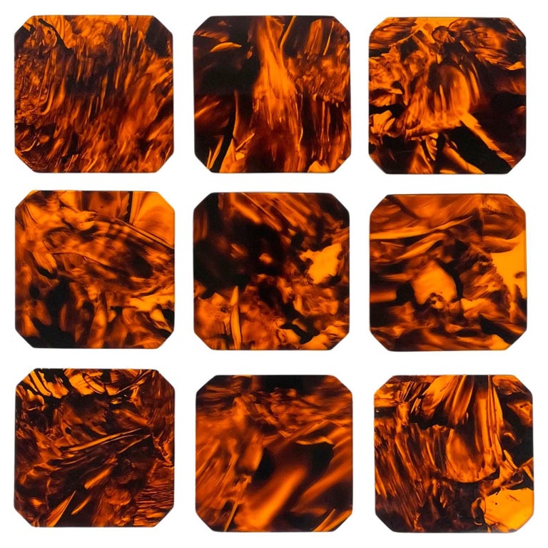 Set of Nine Barware Coasters in Tortoiseshell Effect Lucite, Italy ...