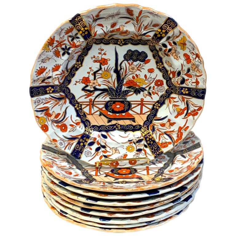 Set of Nine Masons Ironstone 9" Plates Imari or Indian Tree Pattern ...
