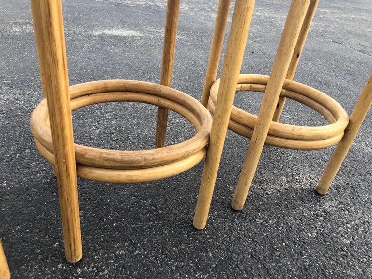 Set of Paul Frankl Style Rattan Bar or Counter Stools at 1stDibs