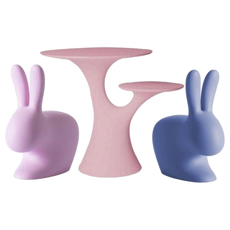 Set of Pink and Blue Rabbit Chairs and Table For Sale at 1stDibs