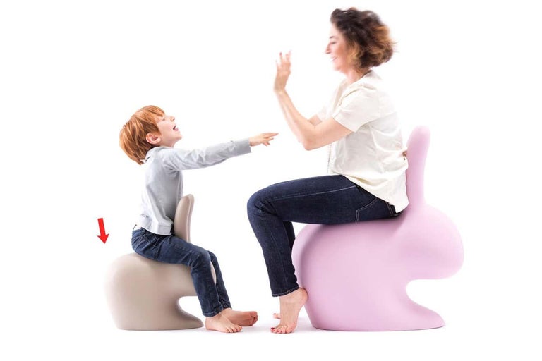 Set of Pink Rabbit Chair and Table with Pink Ribbon Chair, Made in ...