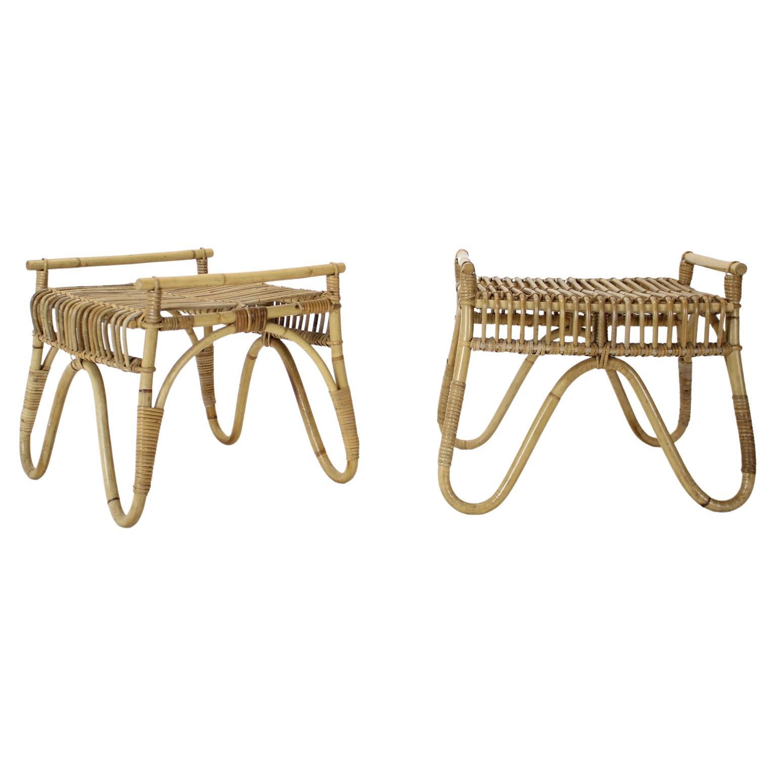 Mid-Century Danish Retro Brown Leather Triangular Footstool Ottoman ...