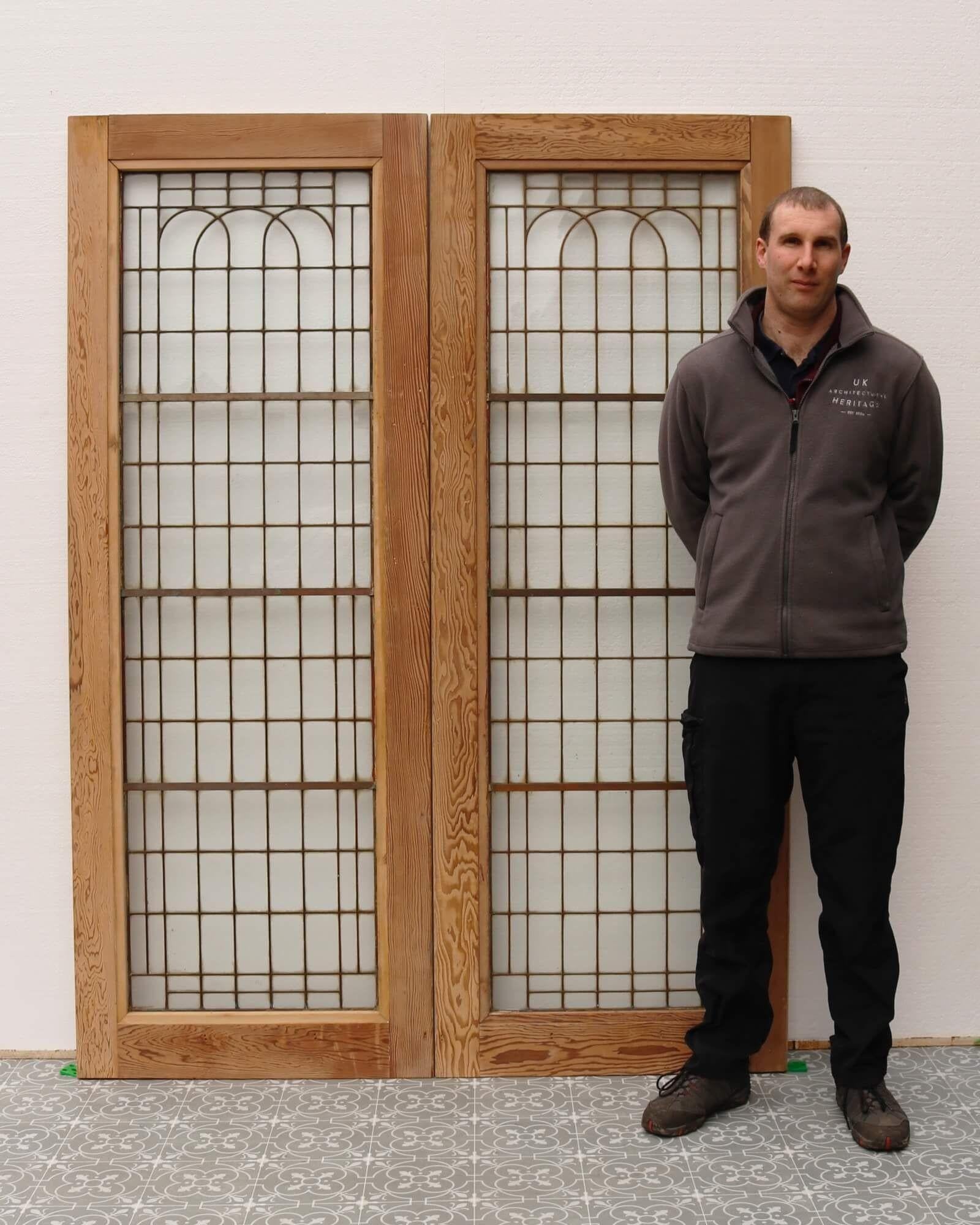 Set of Reclaimed Copperlight Art Deco Double Doors (6) For Sale at 1stDibs