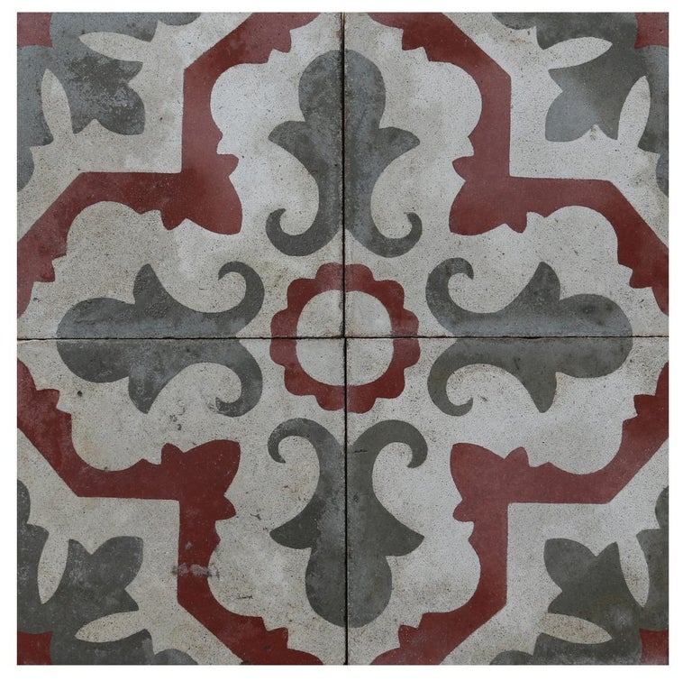 Set of Reclaimed Patterned Encaustic Floor Tiles at 1stDibs