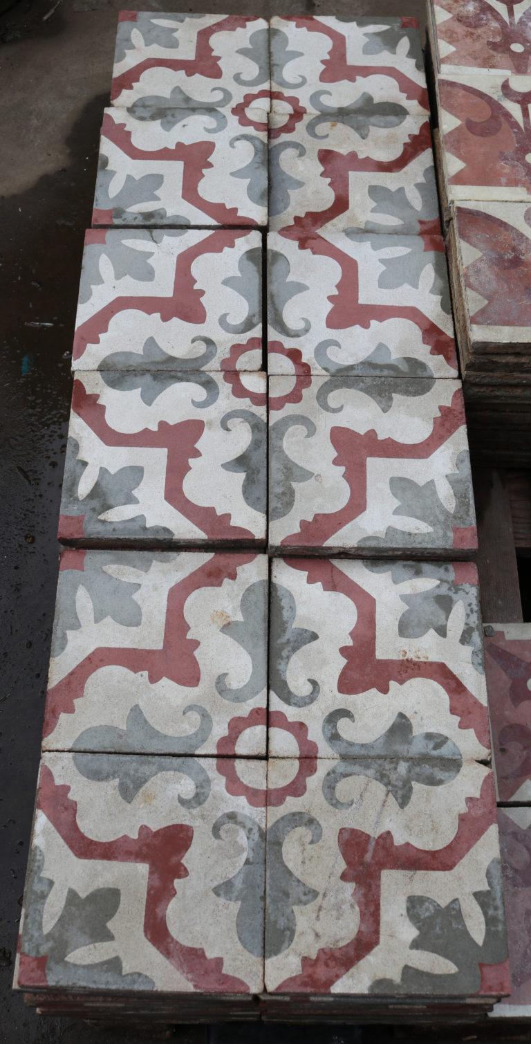Set of Reclaimed Patterned Encaustic Floor Tiles at 1stDibs