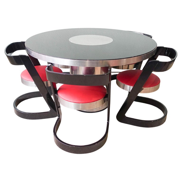 Set of Round Table and Five Chairs by Willy Rizzo, 1970's For Sale at ...
