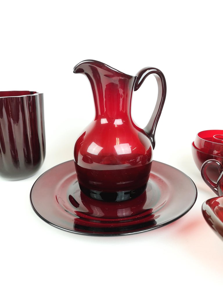 Set of Rubin Red Glass Reijmyre, Sweden, 1960s For Sale at 1stDibs