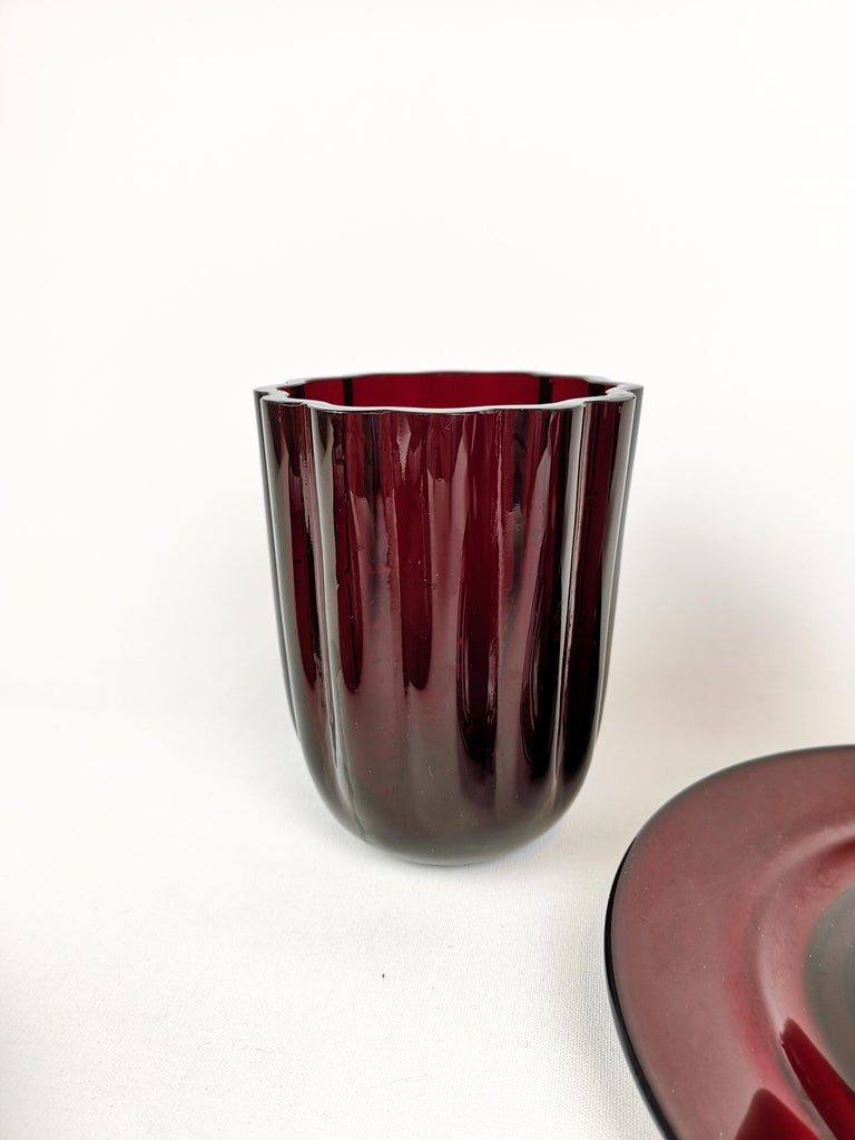 Set of Rubin Red Glass Reijmyre, Sweden, 1960s For Sale at 1stDibs