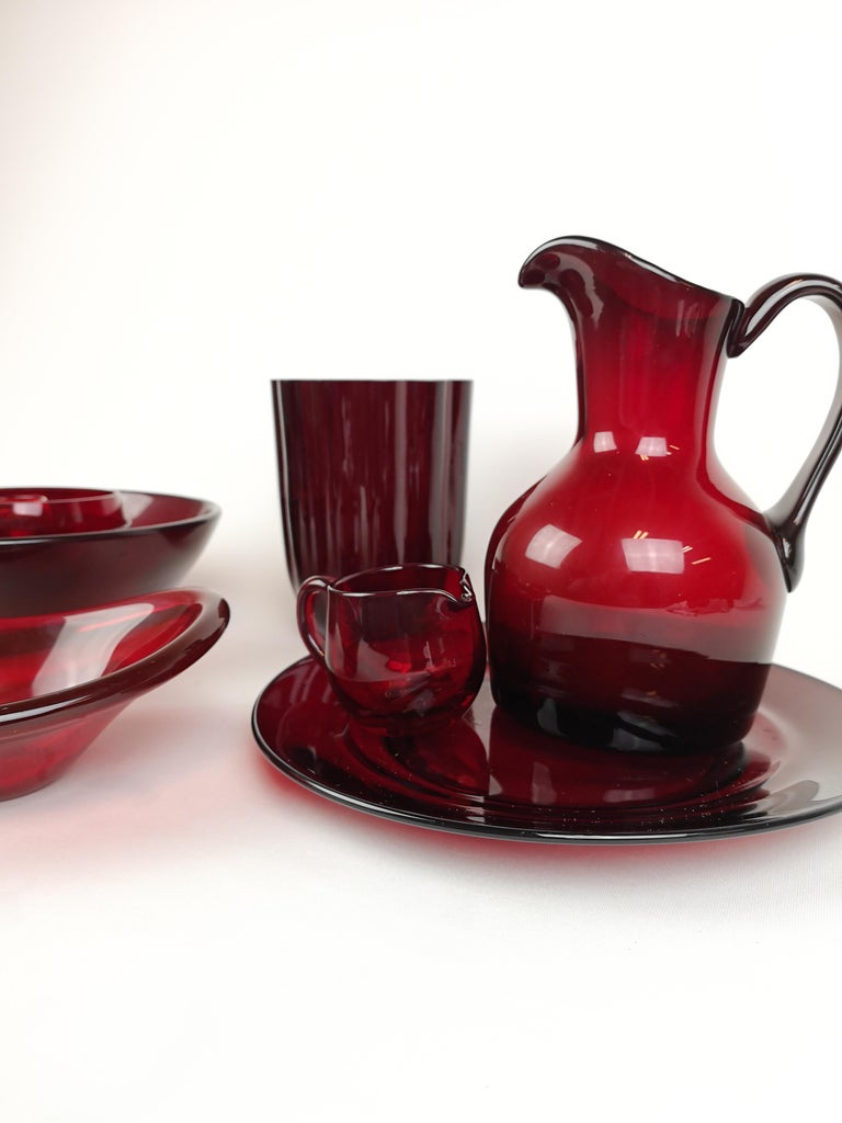 Set of Rubin Red Glass Reijmyre, Sweden, 1960s For Sale at 1stDibs
