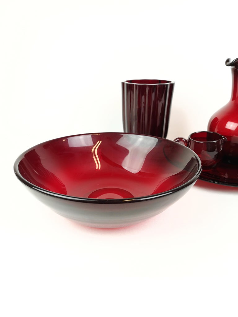 Set of Rubin Red Glass Reijmyre, Sweden, 1960s For Sale at 1stDibs