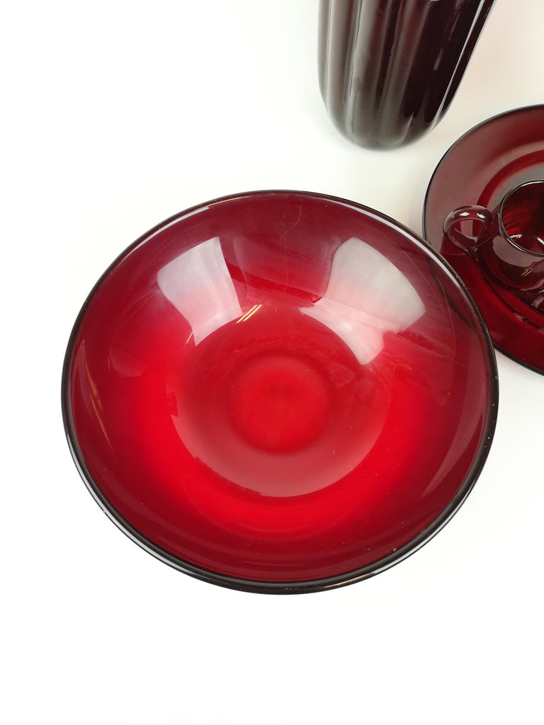 Set of Rubin Red Glass Reijmyre, Sweden, 1960s For Sale at 1stDibs