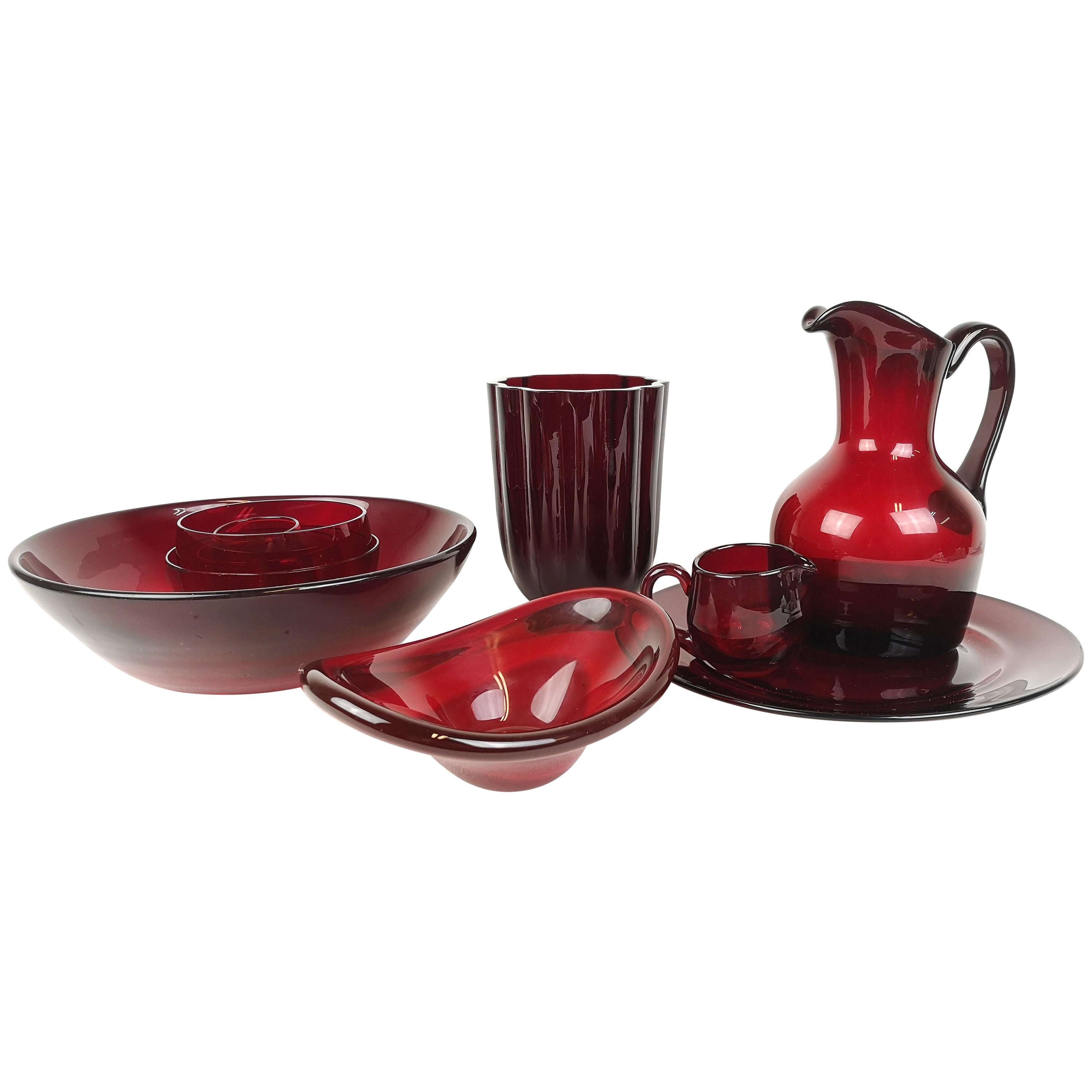 Set of Rubin Red Glass Reijmyre, Sweden, 1960s For Sale at 1stDibs
