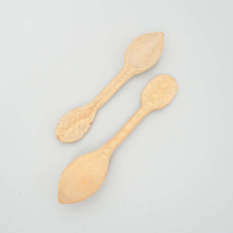 Set of Rustic Traditional Hand Carved Forks and Spoons, circa 1950 For ...