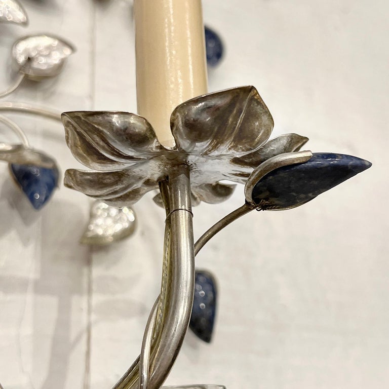 Set of Sconces with Blue Stone Inset, Sold Per Pair For Sale at 1stDibs