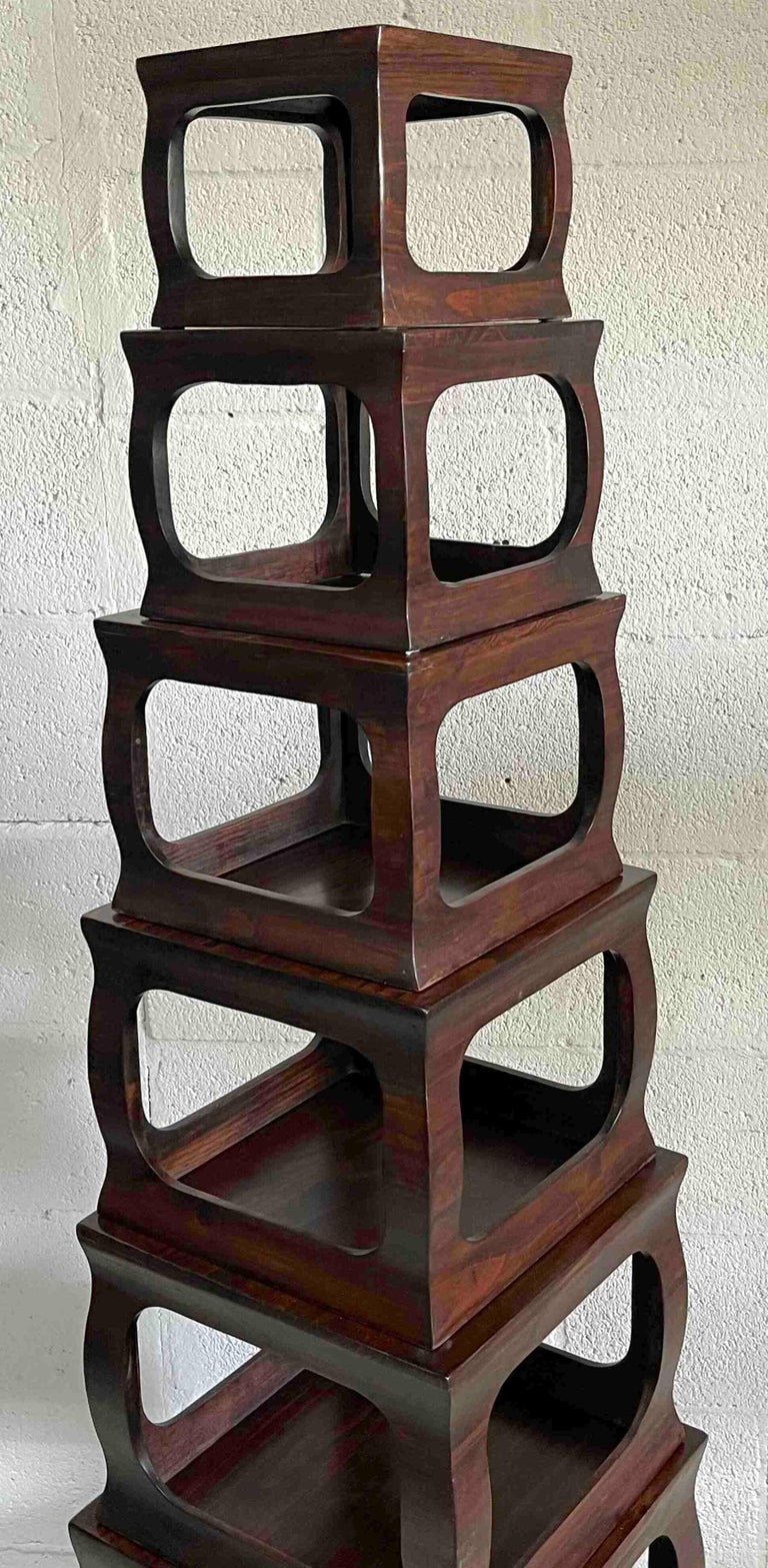 Set of Seven Chinese Export Stacking Campaign Style Pedestals For Sale ...
