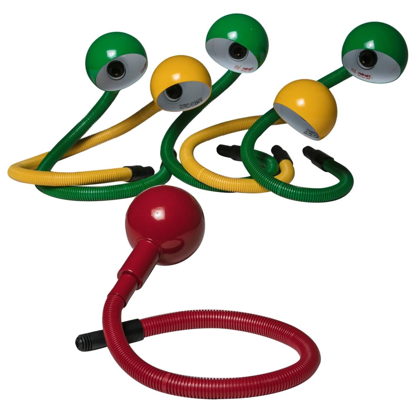 Mid-Century Modern Vintage Red Plastic Table Lamp Heby, Isao Hosoe ...