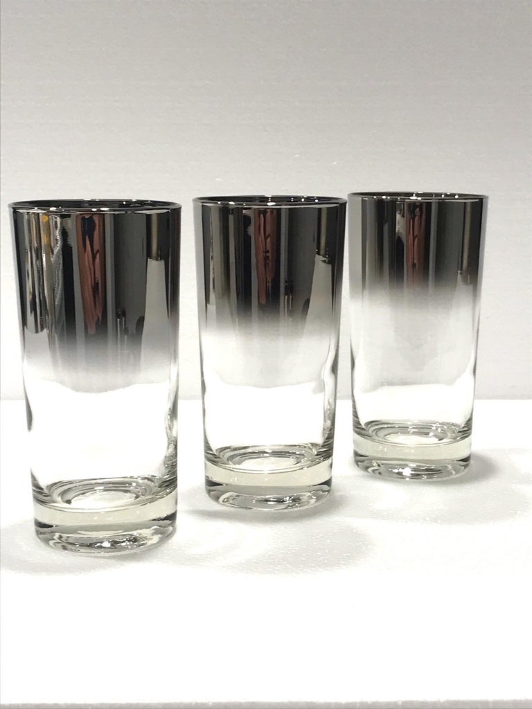 Set of Seven Mid-Century Modern Barware Glasses with Silver Overlay ...