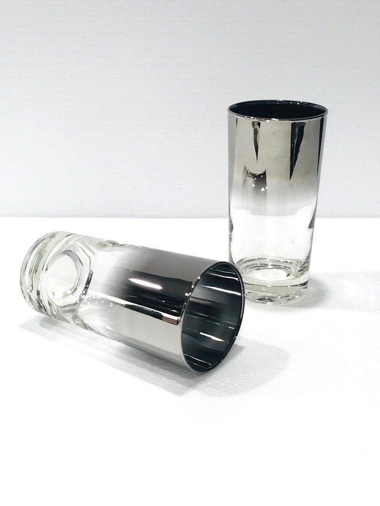 Set of Seven Mid-Century Modern Barware Glasses with Silver Overlay ...