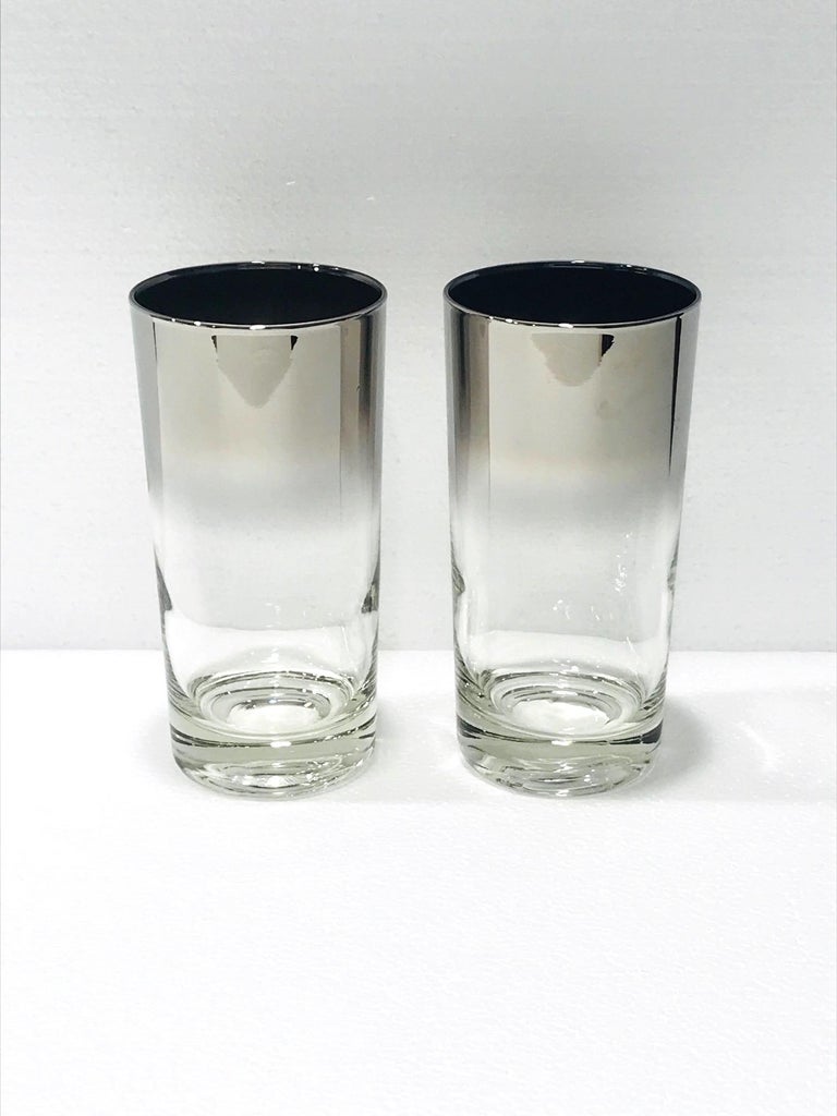 Set of Seven Mid-Century Modern Barware Glasses with Silver Overlay ...