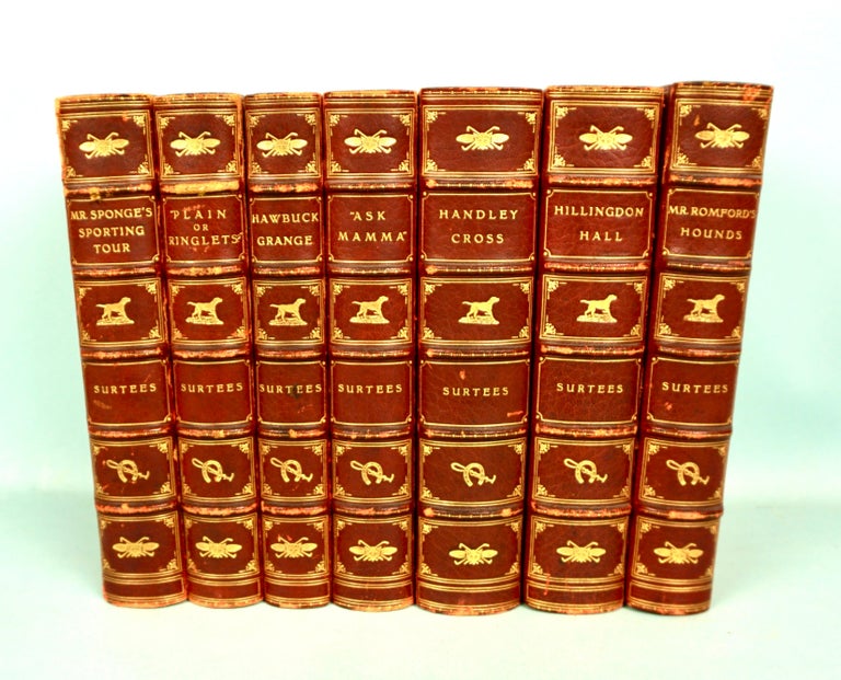 Set of Seven Red Leather Bound Volumes by Robert Surtees English ...