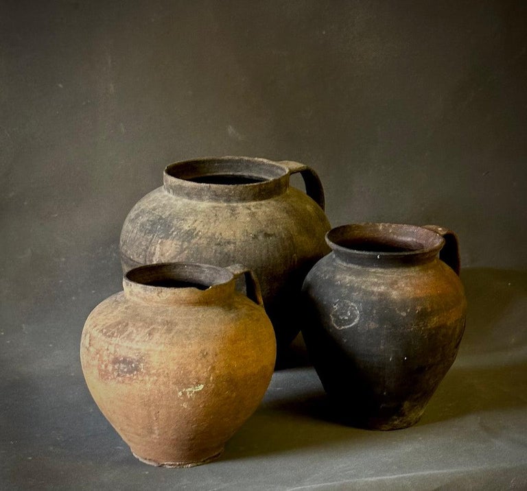 Set of Seven Romanian Terracotta Cooking Pots For Sale at 1stDibs