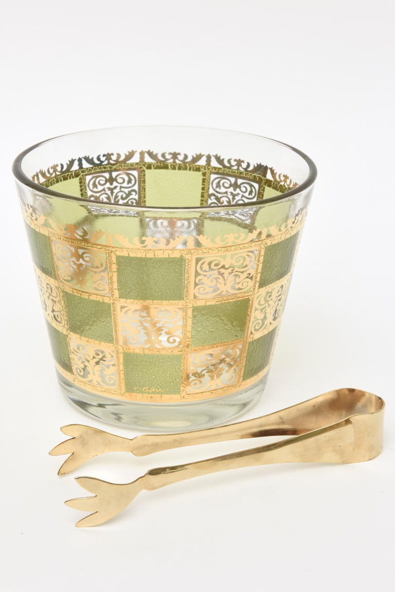 Culver Glass and Gold Painted Barware Set Mid-Century Modern at 1stDibs