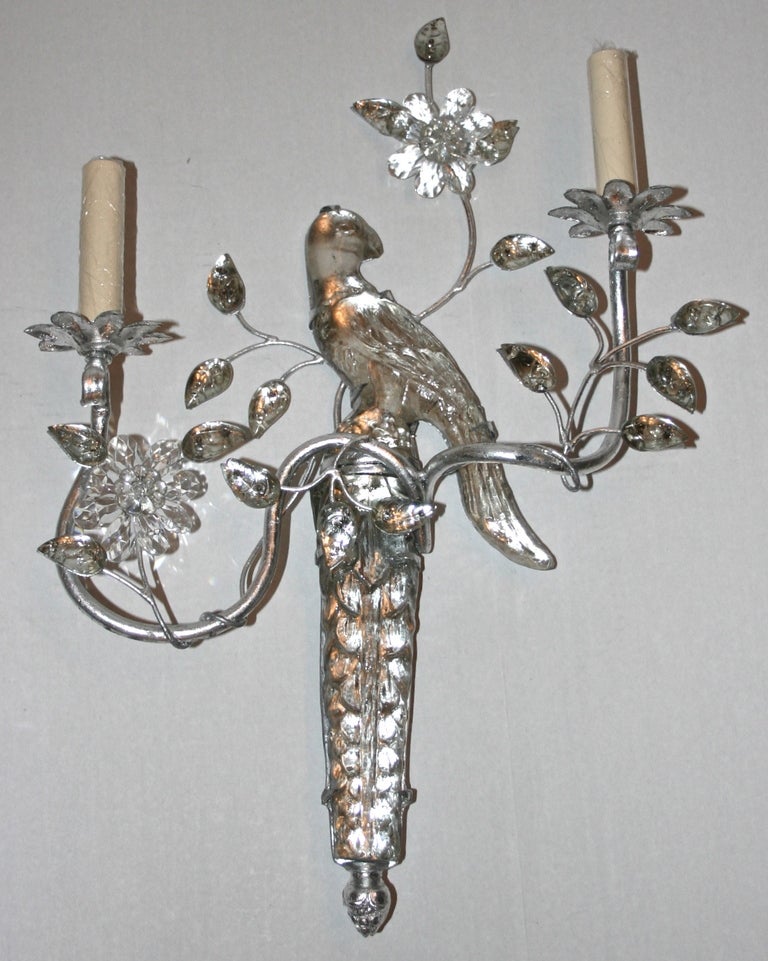 Set of Silver Plated Parrot Sconces, Sold Per Pair For Sale at 1stDibs