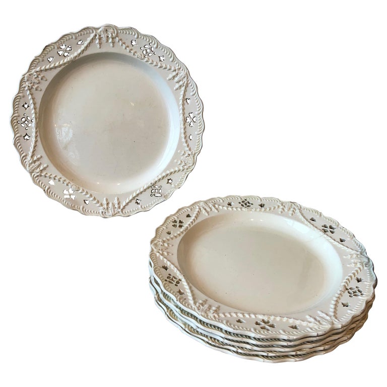 Set of Six 18th Century English Leeds Creamware Plates at 1stDibs