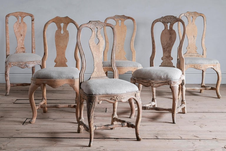 Set of Six 18th Century Swedish Rococo Chairs at 1stDibs