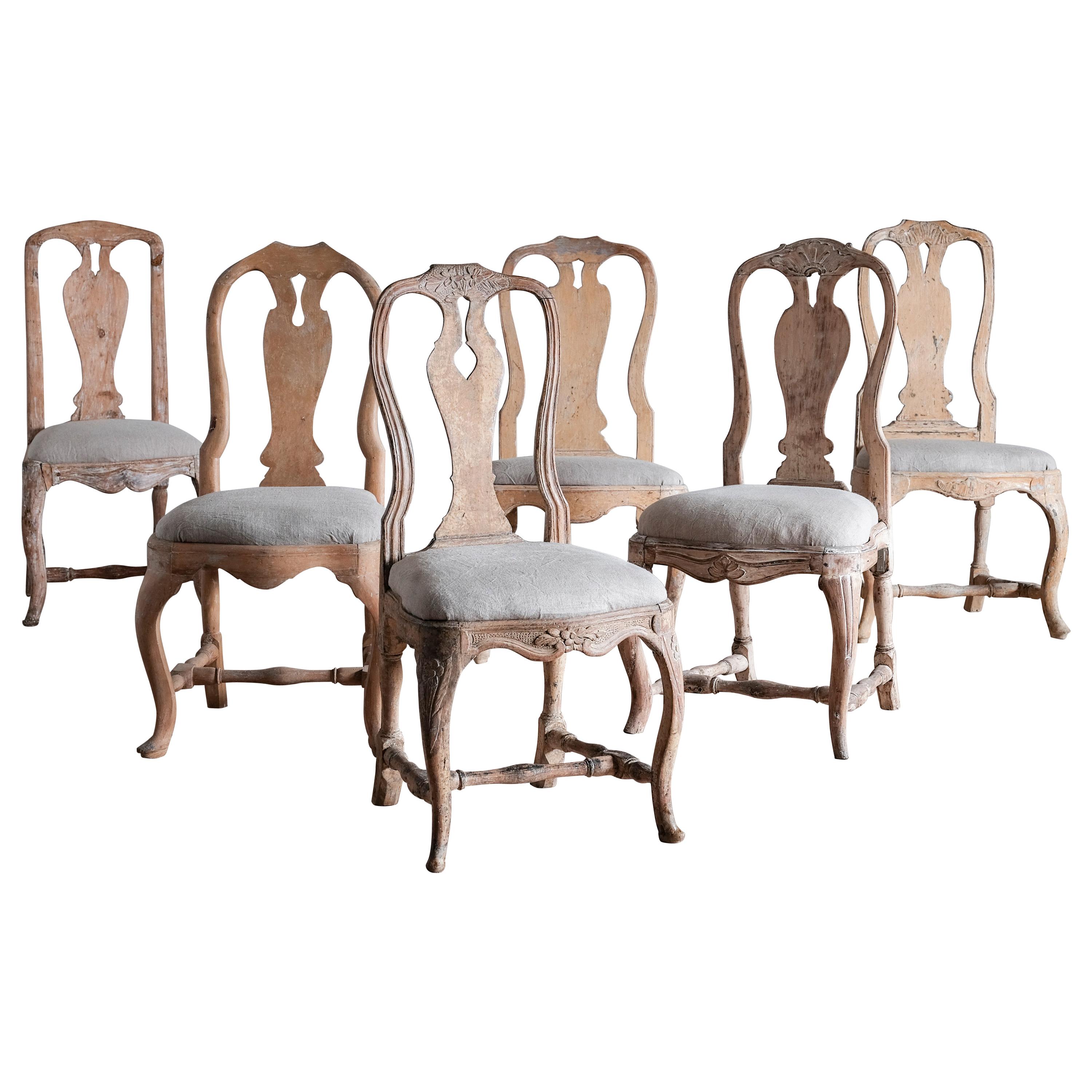 Set of Six 18th Century Swedish Rococo Chairs at 1stDibs