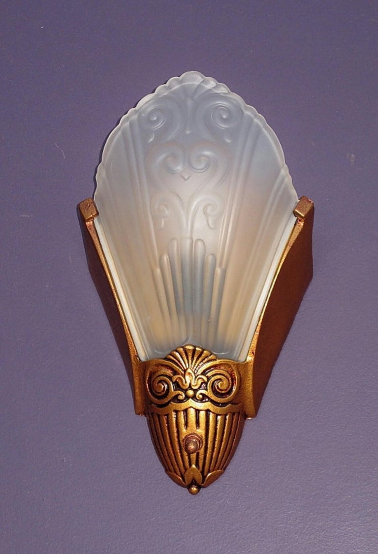 Set of Six 1930s Slip Shade Sconces For Sale at 1stDibs