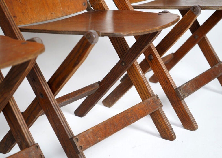 Set of Six 1940s US Army Issued Wooden Folding Chairs For Sale at 1stDibs