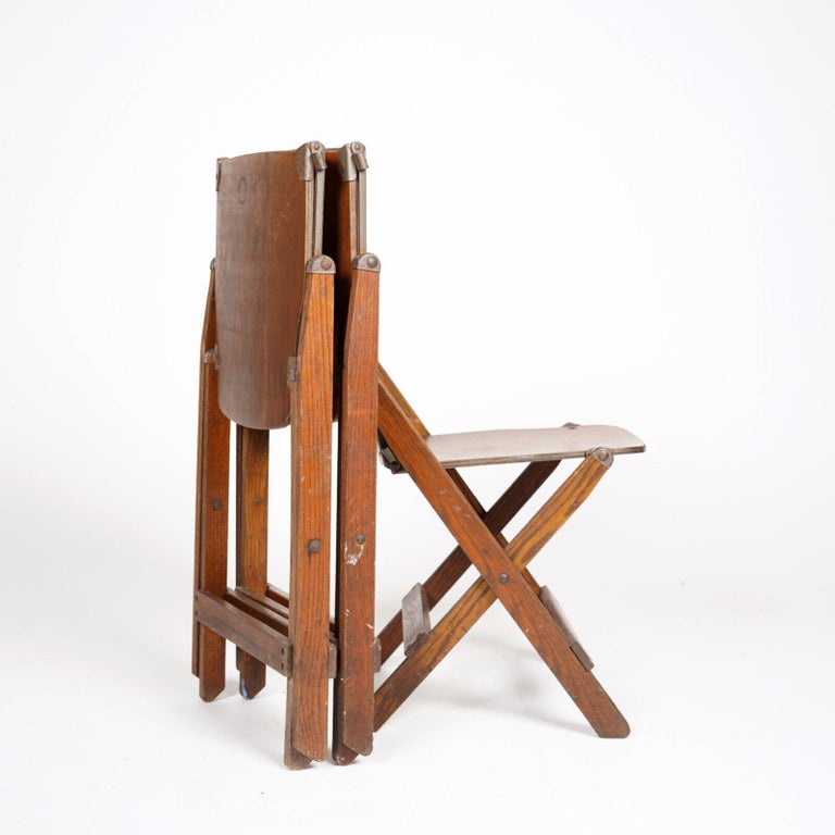 Set of Six 1940s US Army Issued Wooden Folding Chairs For Sale at 1stDibs