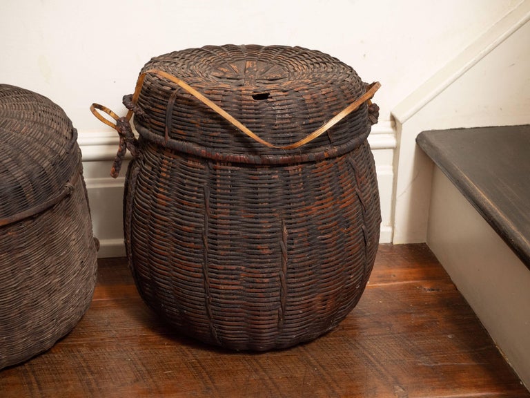 Set of Six 19th Century African Woven Baskets with Lids, Mali For Sale ...