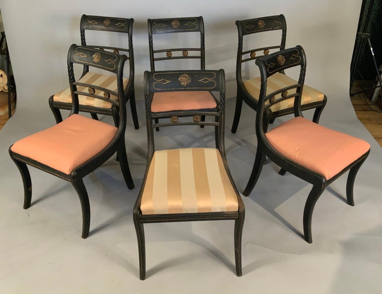 Set of Six 19th Century English Regency Style Painted Dining Chairs For ...