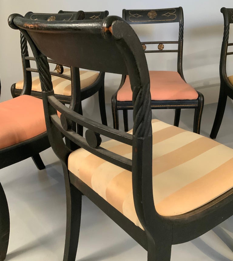 Set of Six 19th Century English Regency Style Painted Dining Chairs For ...