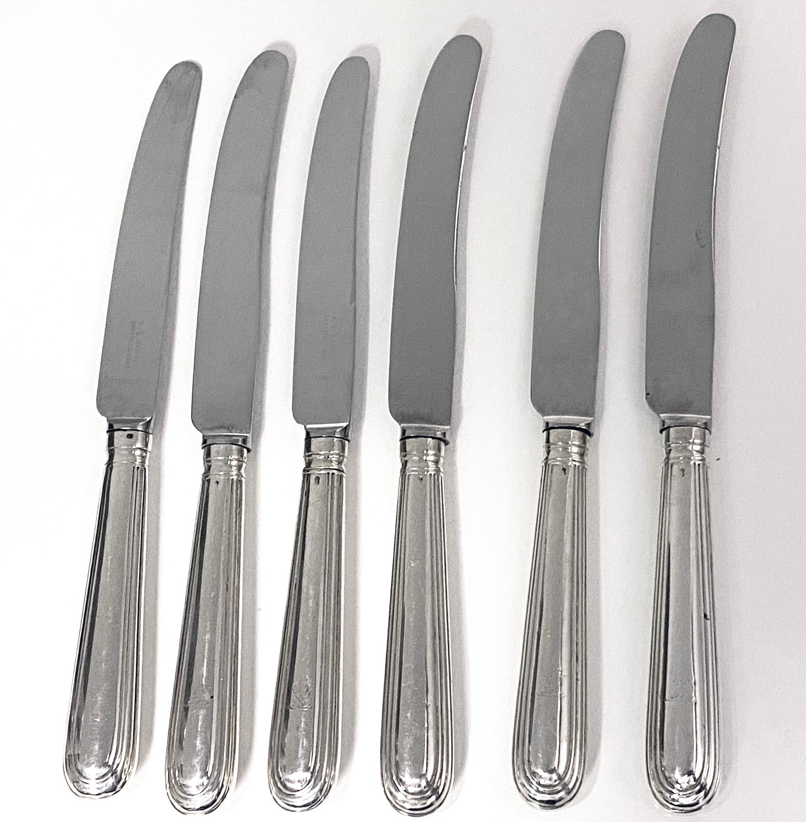 Set of six 19th century English Silver Thread Knives, London 1857 ...