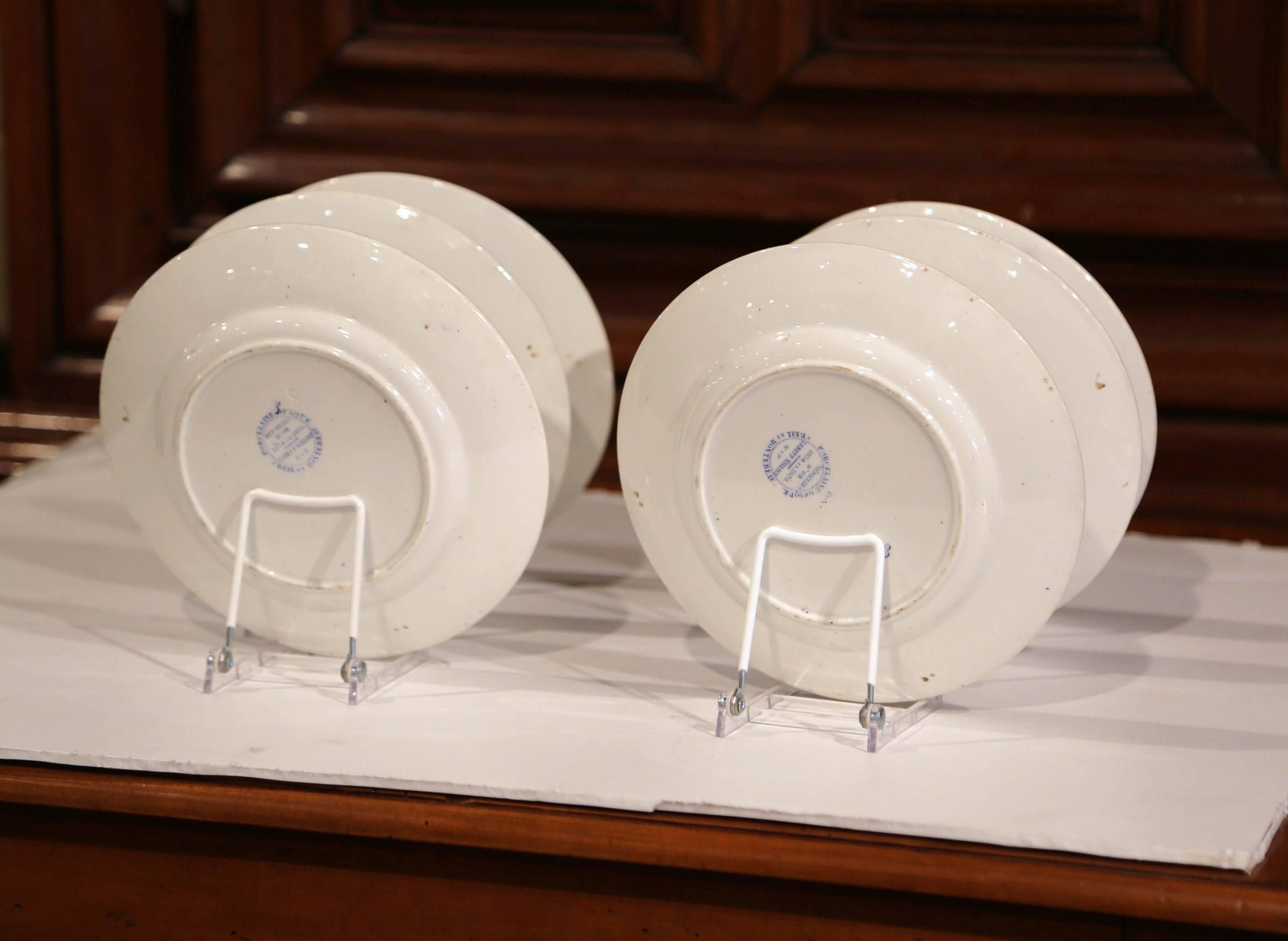 19th Century French Black and White Napoleonic Plates from Creil - Set ...