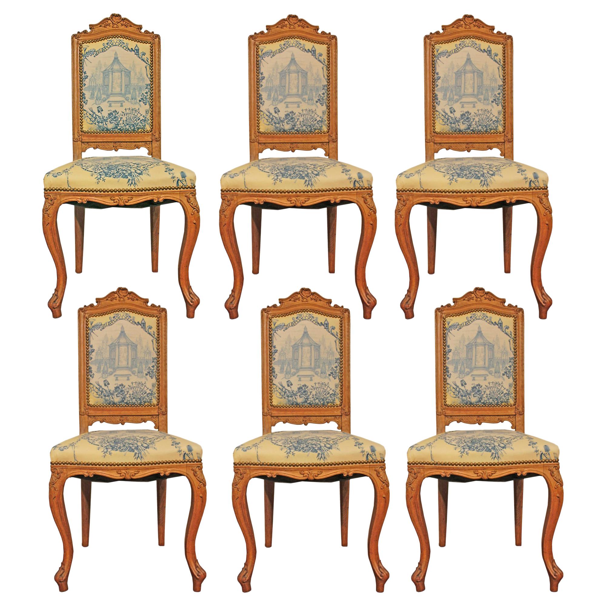 Set of Six 19th Century French Louis XIV Style Ladder Back Dining ...